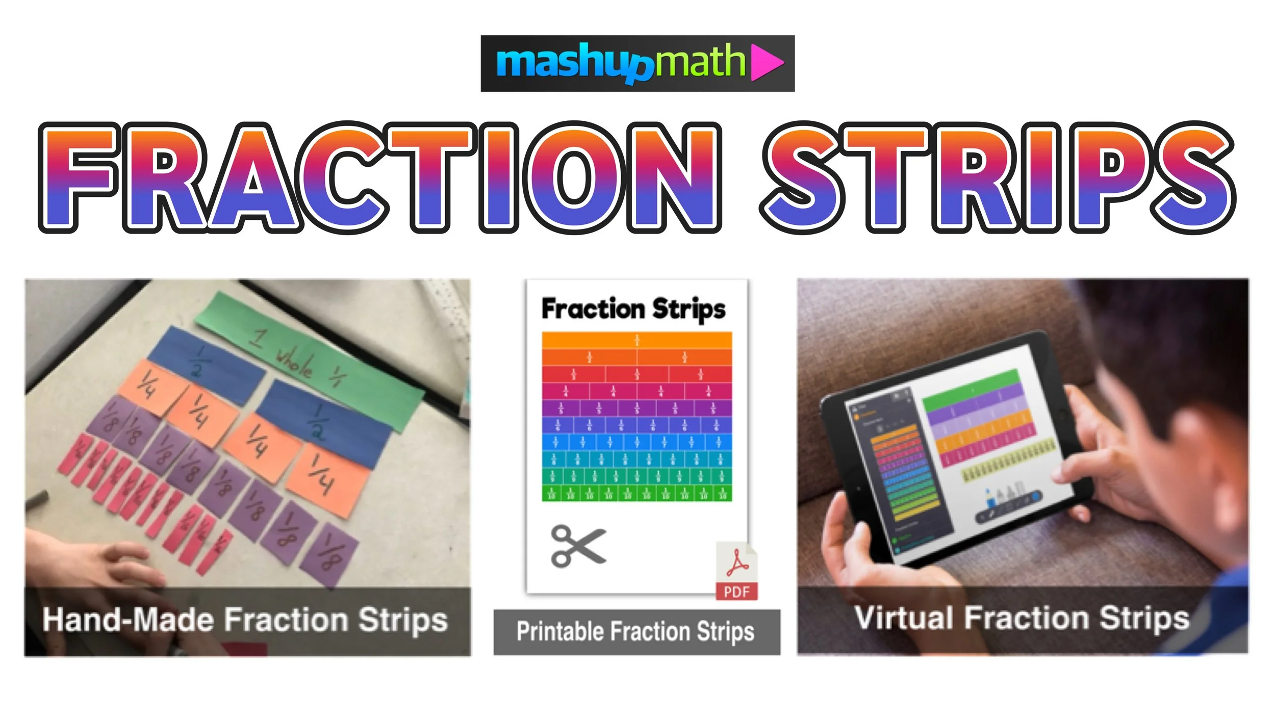 Fraction Strips Printable Activity For Students Mashup Math Fraction Strips Printable Activity For Students Mashup Math