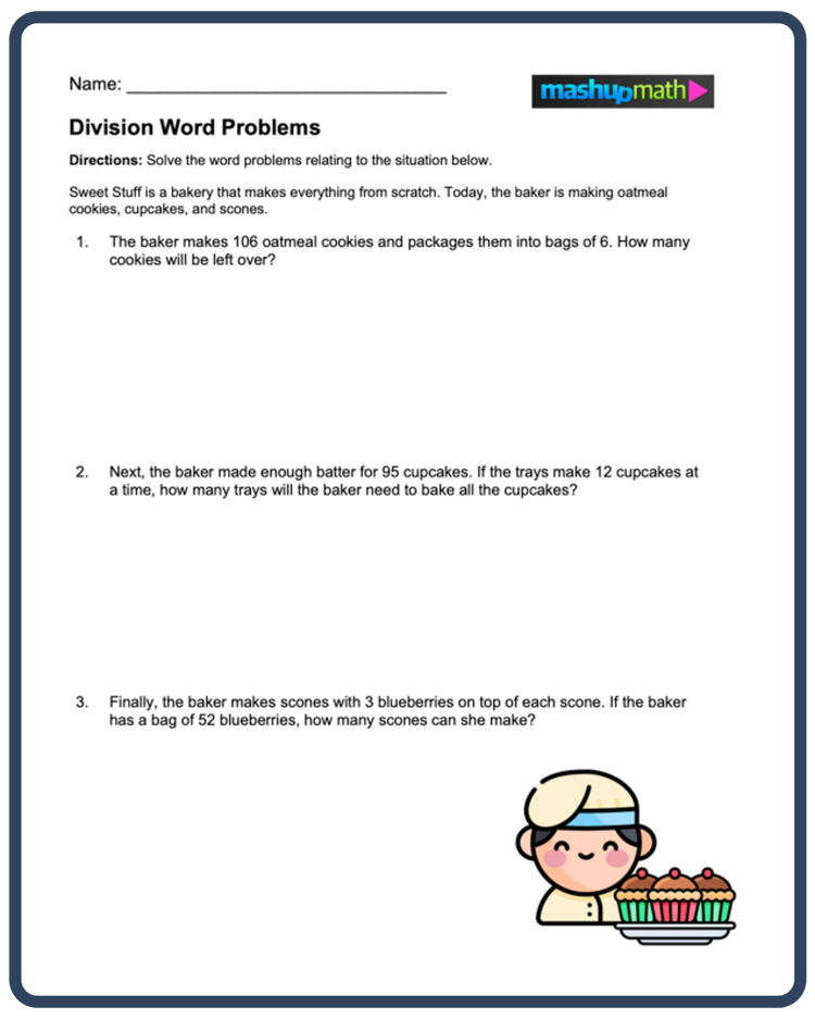 Division Word Problems—Free Worksheets for Grades 3-5 — Mashup Math