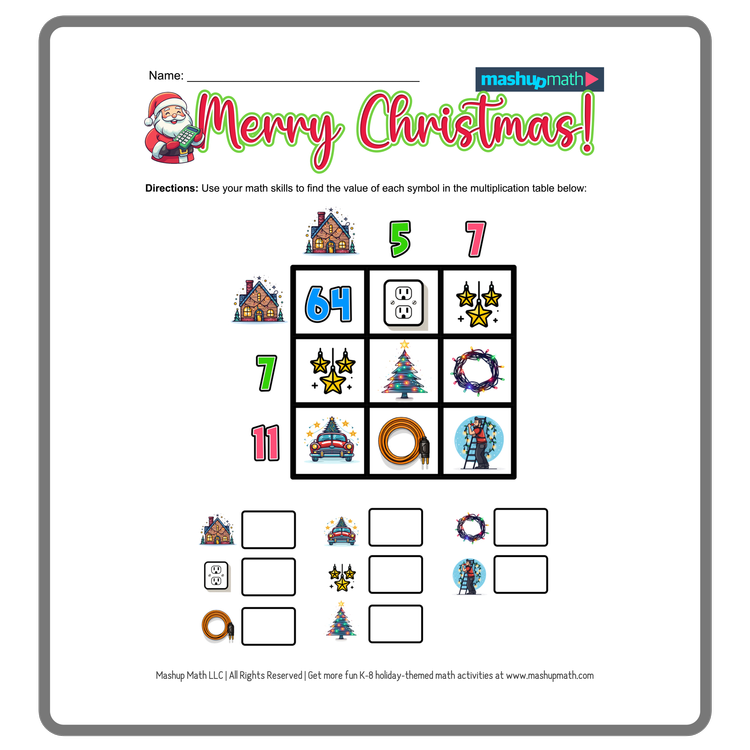 Christmas Math Worksheets for K-8—Printable with Answers — Mashup Math