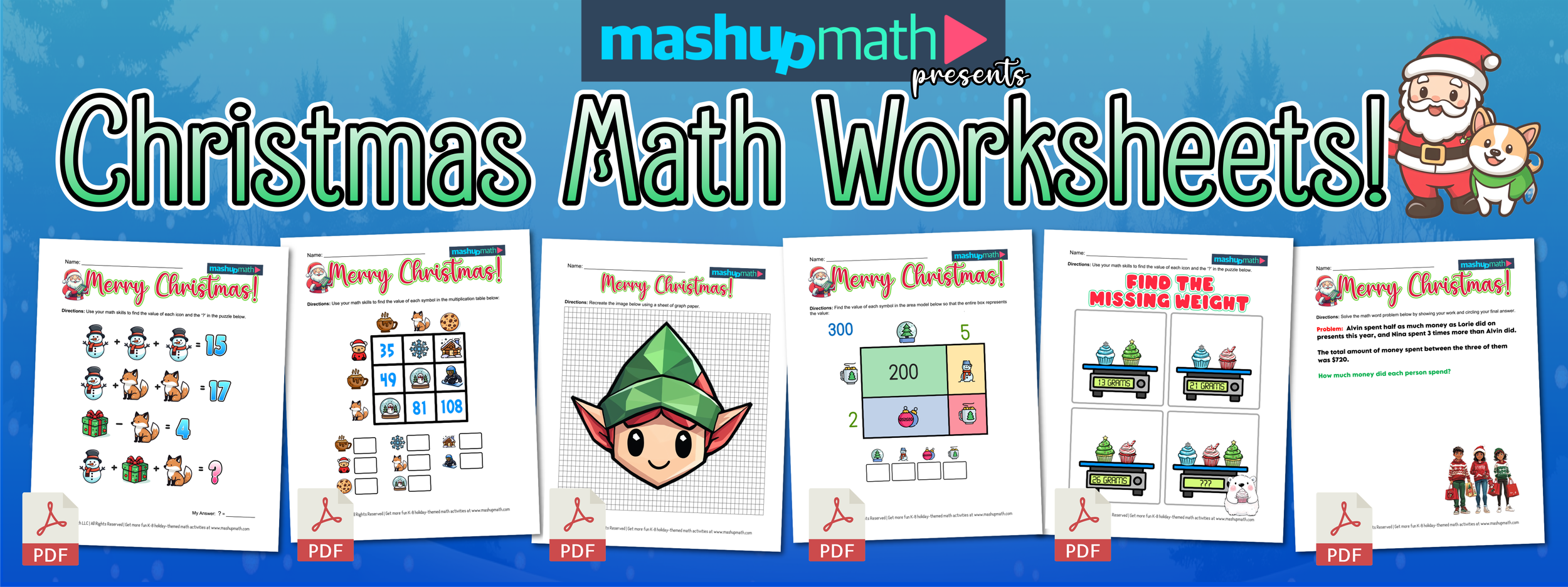 Christmas Math Worksheets for K-8—Printable with Answers — Mashup Math