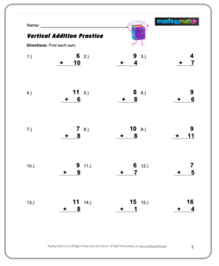 Addition Worksheets For 2nd Grade