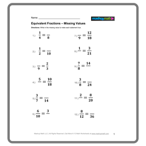 Free Equivalent Fractions Worksheets (with Answers) — Mashup Math
