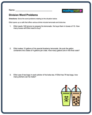 Division Word Problems—Free Worksheets for Grades 3-5 — Mashup Math