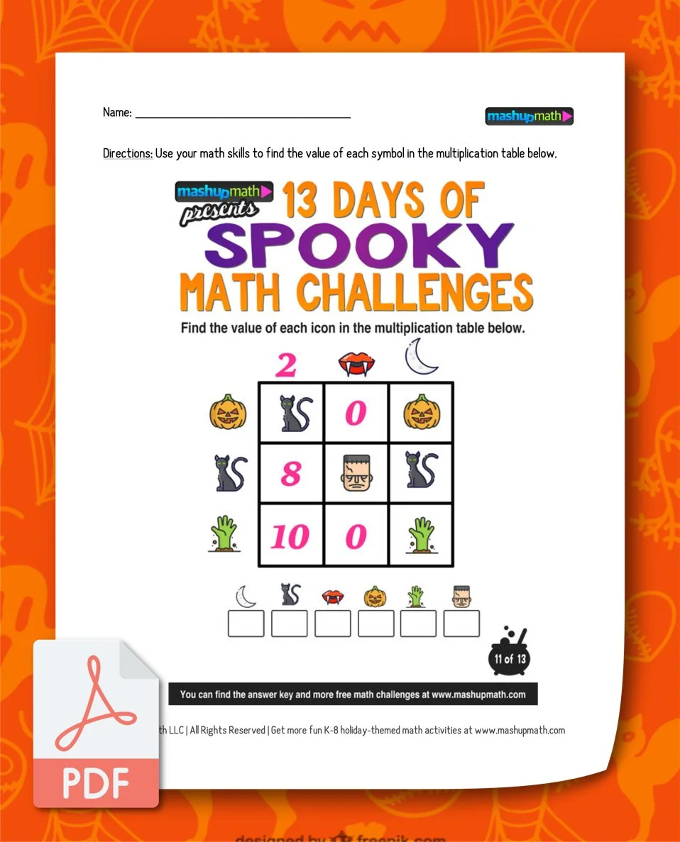 Free Halloween Math Worksheets — Mashup Math