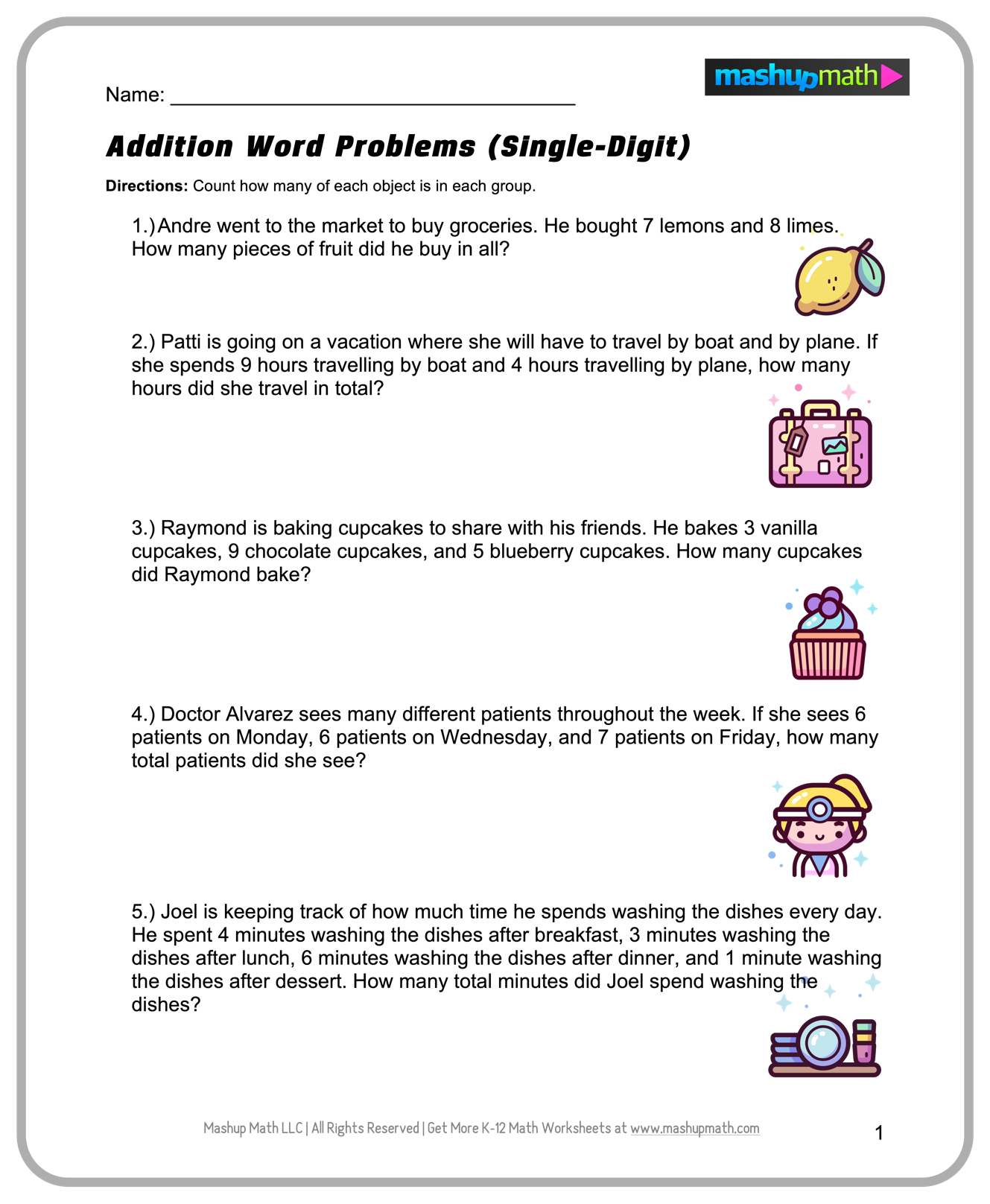 Free 1st Grade Math Worksheets—Printable w/ Answers — Mashup Math