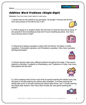 Free 1st Grade Math Worksheets—Printable w/ Answers — Mashup Math