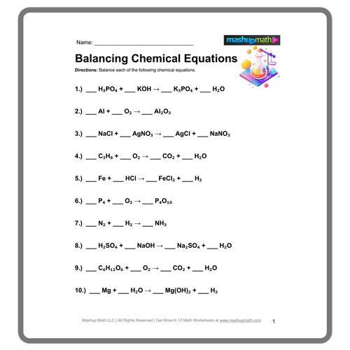 Balancing Equations Worksheet Library — Mashup Math