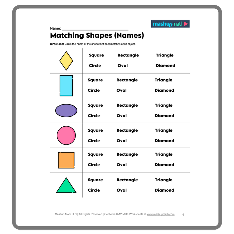 Free Shapes Worksheets—Printable — Mashup Math