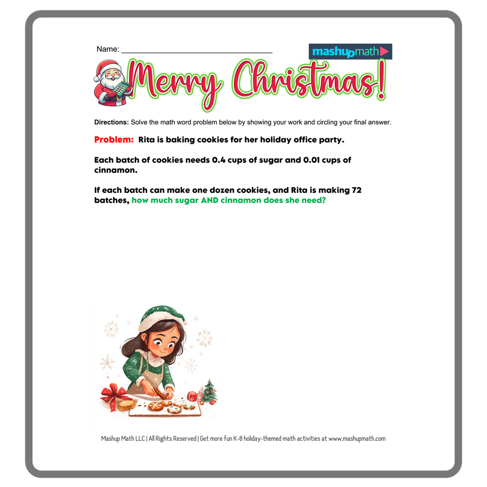Christmas Math Worksheets for K-8—Printable with Answers — Mashup Math