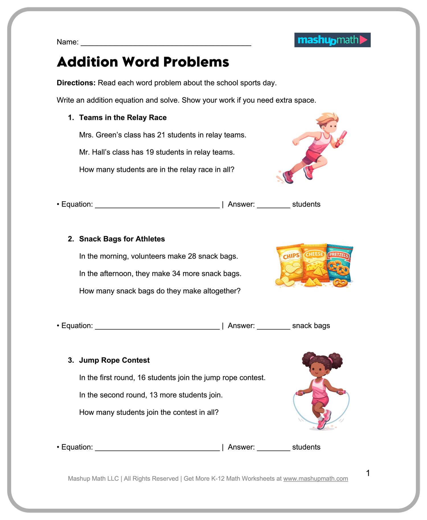 Free 3rd Grade Math Worksheets—Printable w/ Answers — Mashup Math