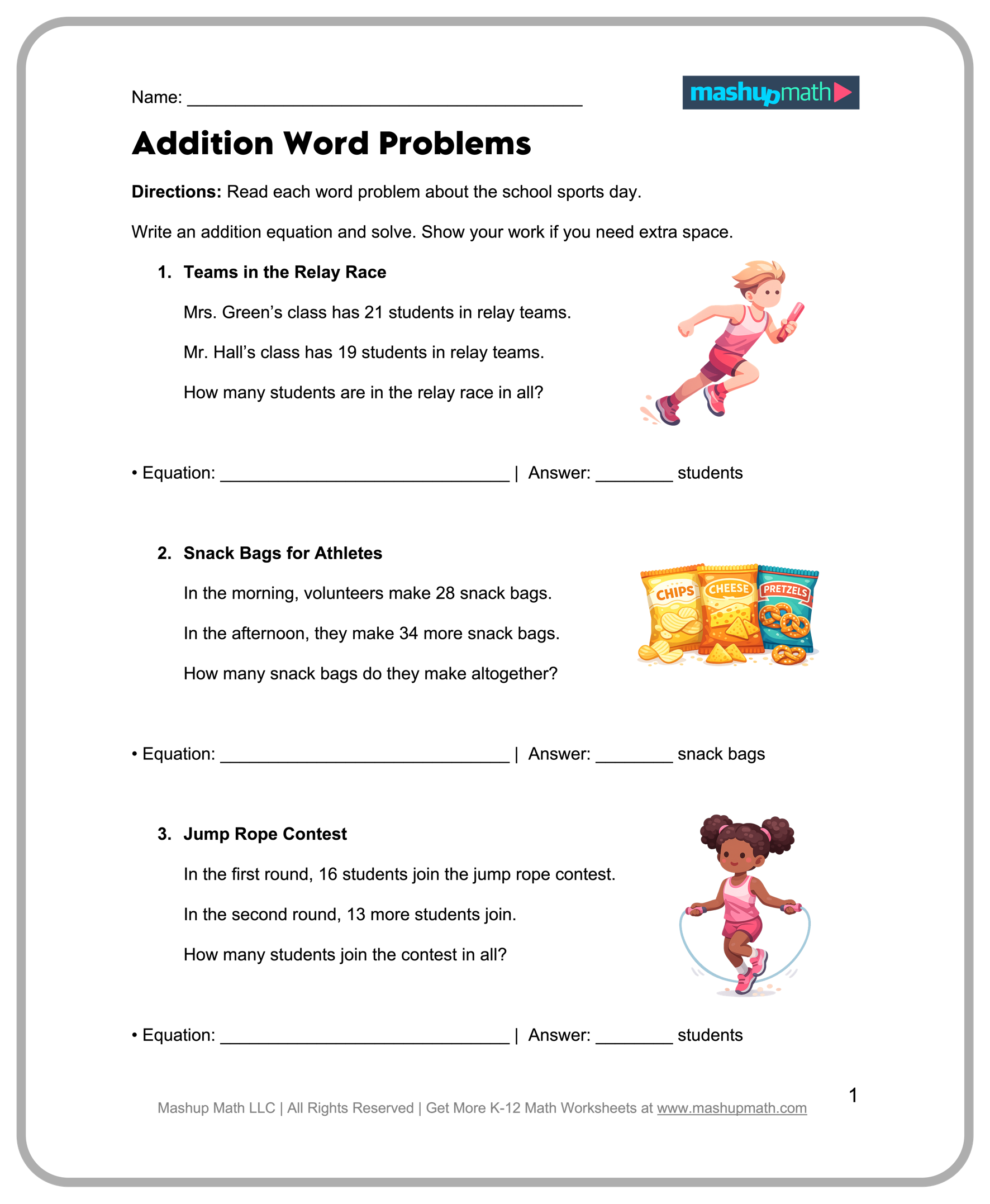 Free 3rd Grade Math Worksheets—Printable w/ Answers — Mashup Math