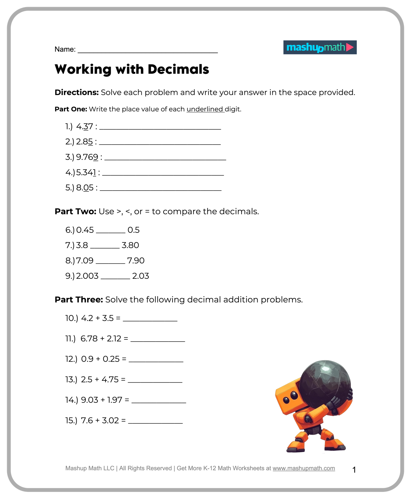 Free 5th Grade Math Worksheets—Printable w/ Answers — Mashup Math