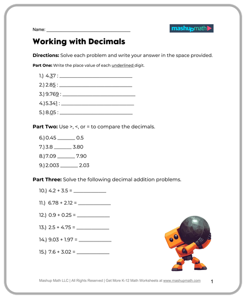 Free 5th Grade Math Worksheets—Printable w/ Answers — Mashup Math