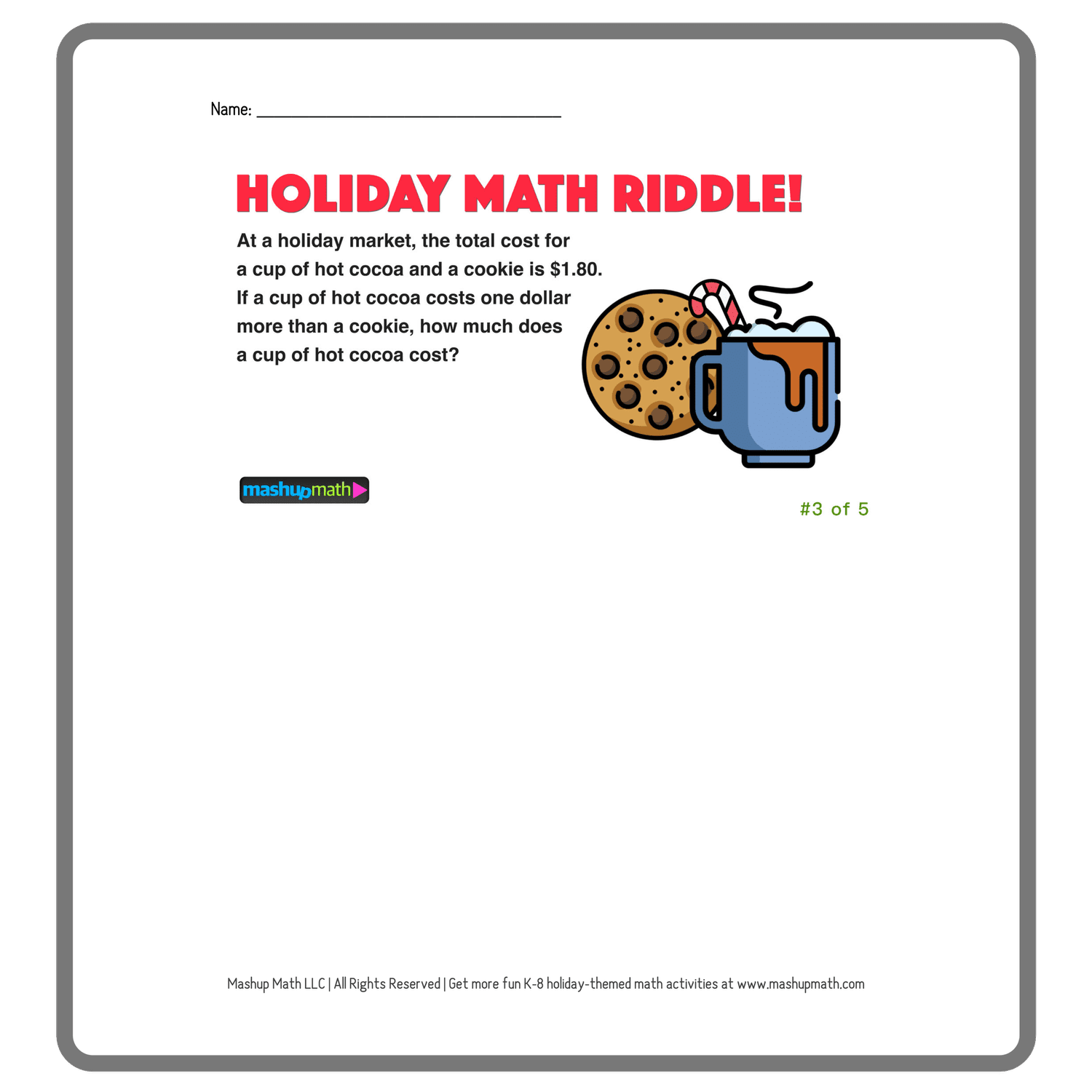 Christmas Math Worksheets for K-8—Printable with Answers — Mashup Math
