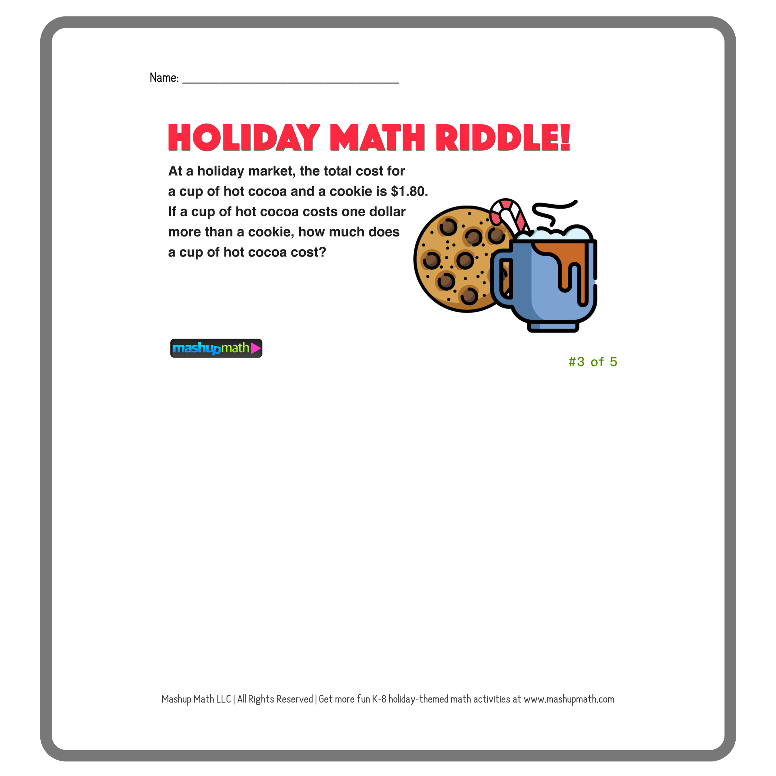 Christmas Math Worksheets for K-8—Printable with Answers — Mashup Math