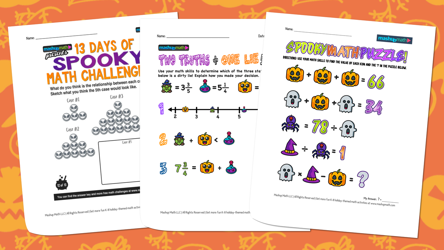 Free Halloween Math Worksheets — Mashup Math