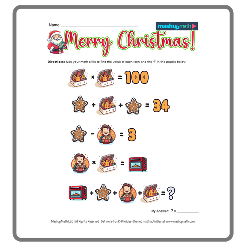 Christmas Math Worksheets for K-8—Printable with Answers — Mashup Math