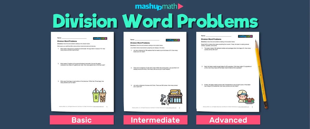 Division Word Problems—Free Worksheets for Grades 3-5 — Mashup Math