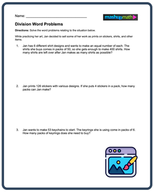 Division Word Problems—Free Worksheets for Grades 3-5 — Mashup Math