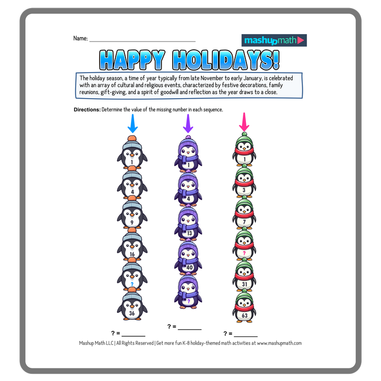 Christmas Math Worksheets for K-8—Printable with Answers — Mashup Math