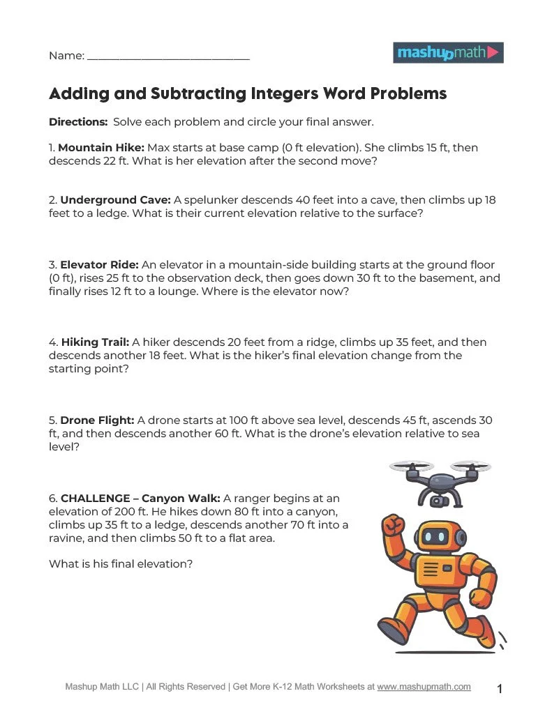 Math Word Problems for Grades 1-8 — Mashup Math