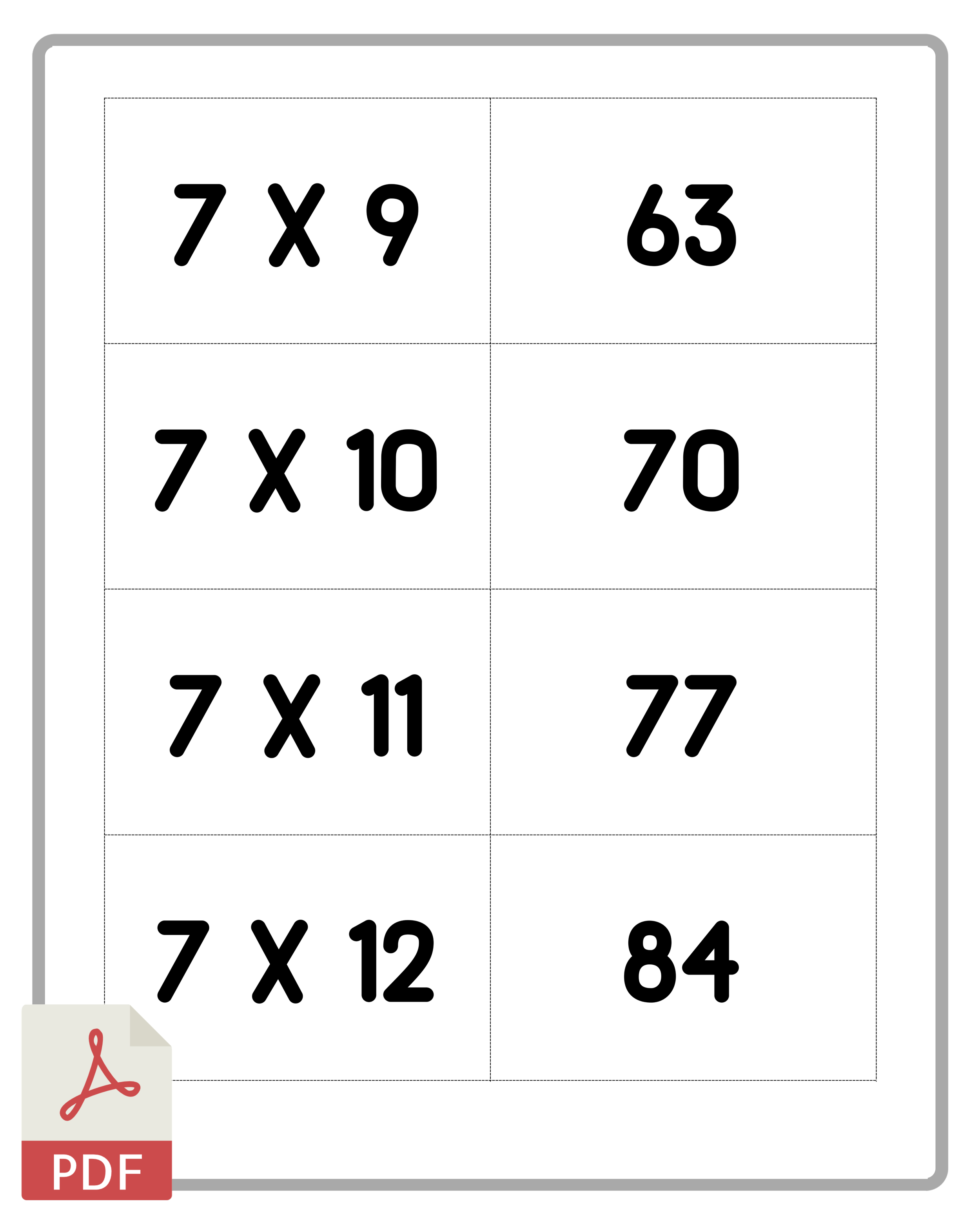 Free Multiplication Flash Cards—Printable — Mashup Math