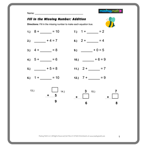 Free Addition Worksheets—Printable with Answers — Mashup Math