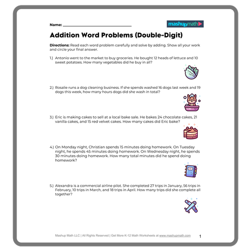 3rd Grade Word Problems—Free PDF Worksheets — Mashup Math
