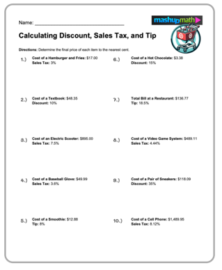 Free 7th Grade Math Worksheets—Printable w/ Answers — Mashup Math