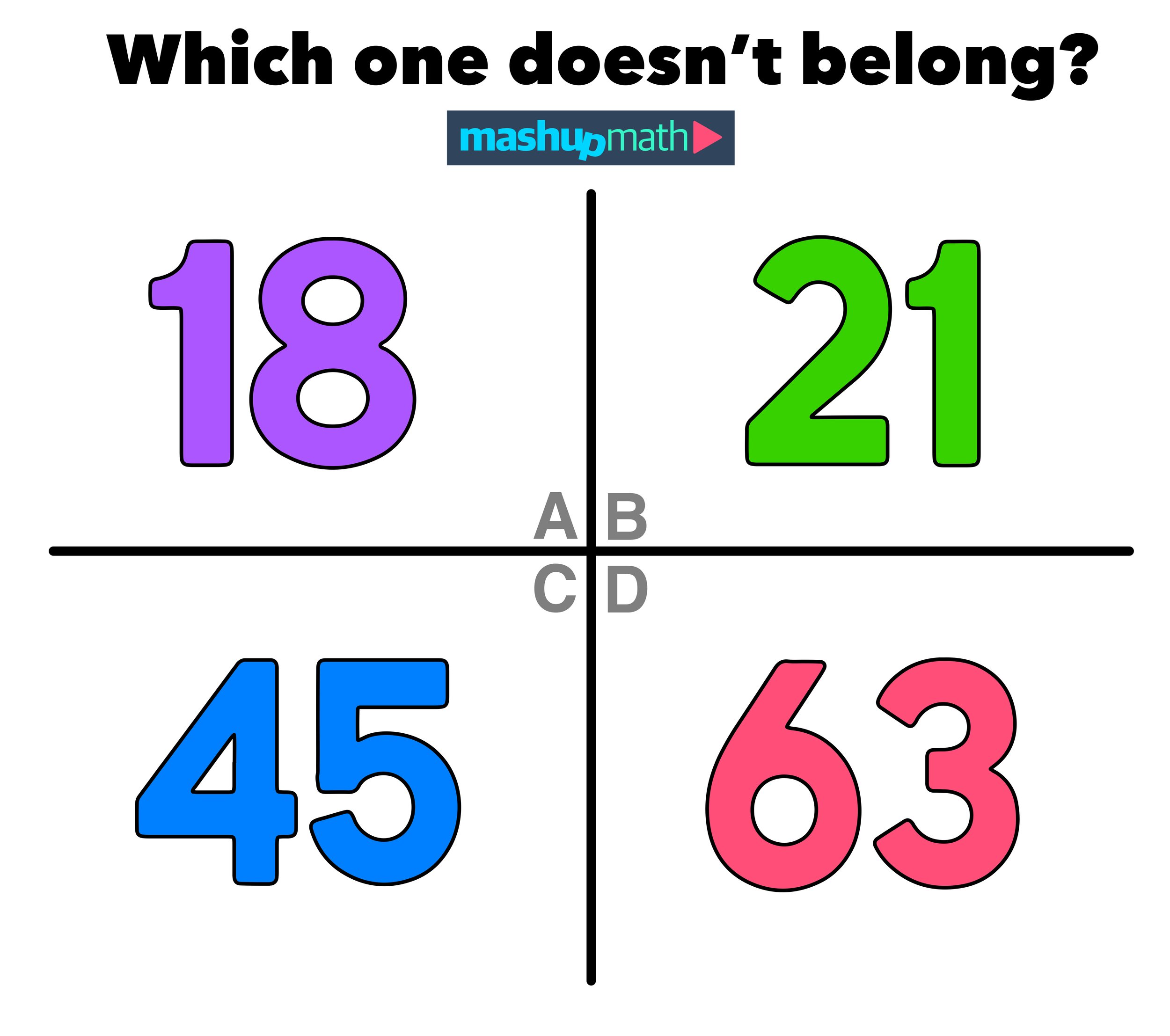 Which One Doesn't Belong? Free Math Activities for Grades 1-8 — Mashup Math