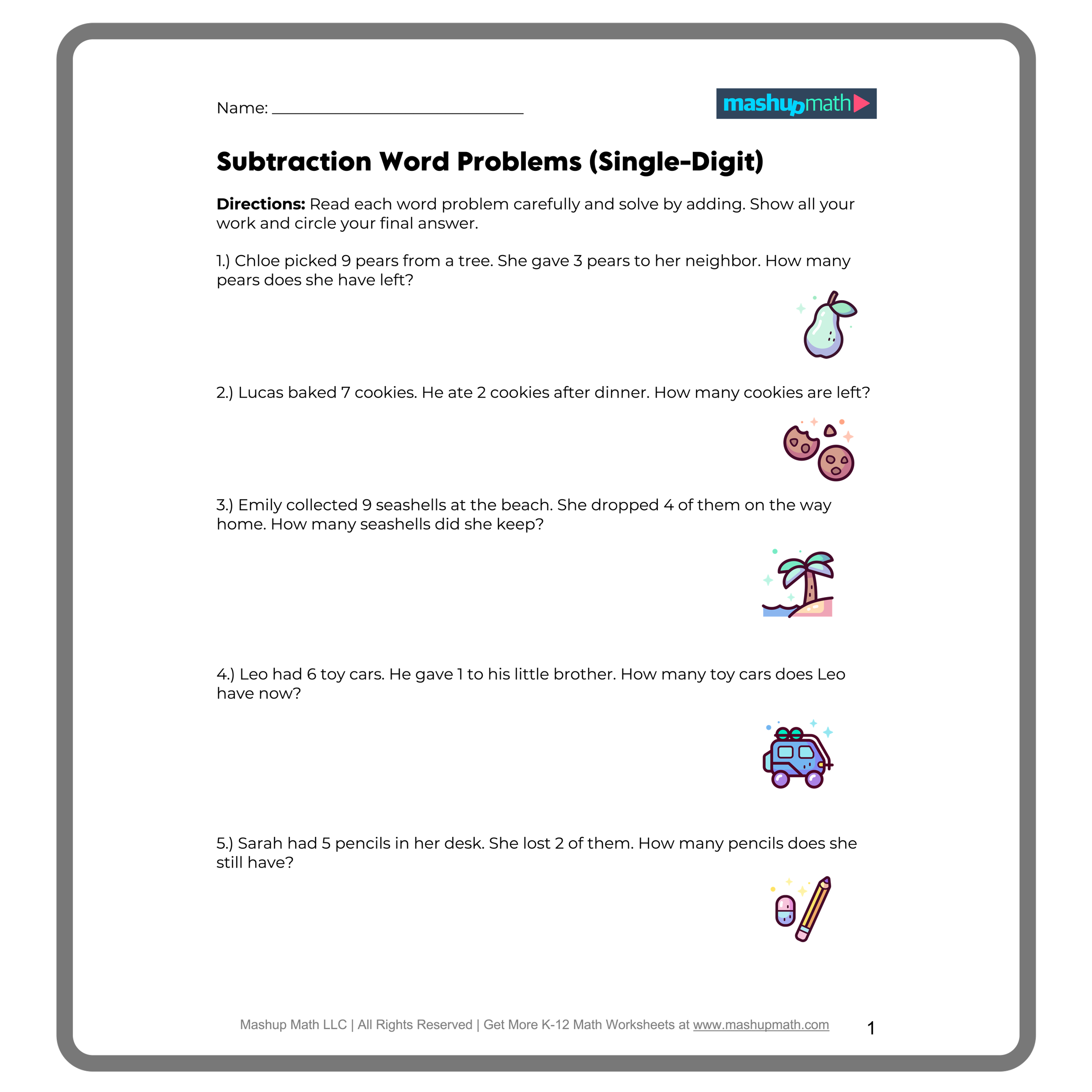 3rd Grade Word Problems—Free PDF Worksheets — Mashup Math