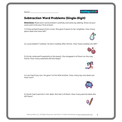 3rd Grade Word Problems—Free PDF Worksheets — Mashup Math