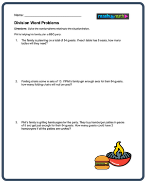 Division Word Problems—Free Worksheets for Grades 3-5 — Mashup Math