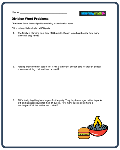 Division Word Problems—Free Worksheets for Grades 3-5 — Mashup Math