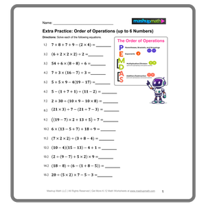 Free Order of Operations Worksheet Library—with Answers — Mashup Math