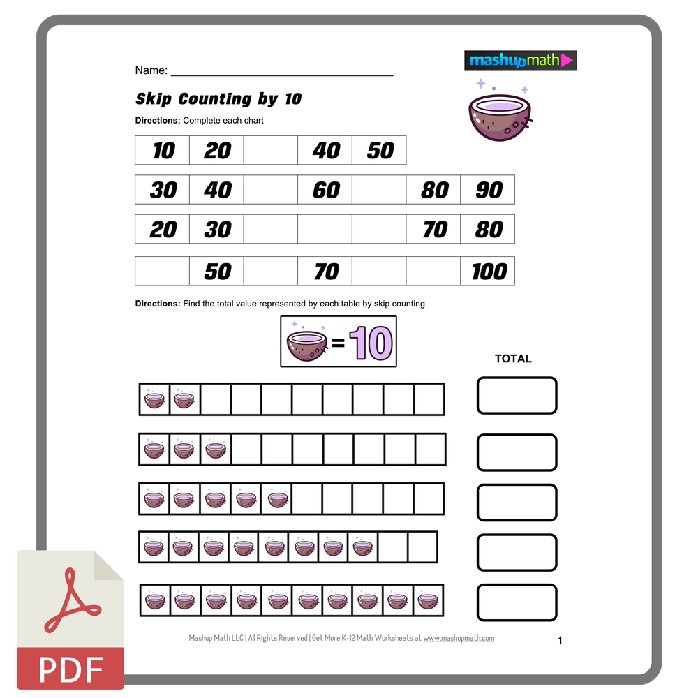 Free Skip Counting Worksheets—Printable with Answers — Mashup Math