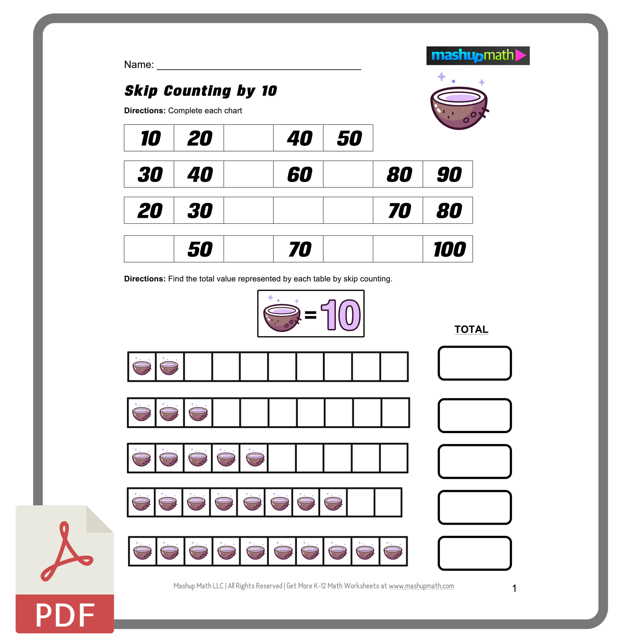 Free Skip Counting Worksheets—Printable with Answers — Mashup Math