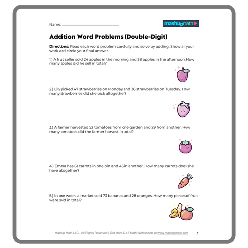3rd Grade Word Problems—Free PDF Worksheets — Mashup Math