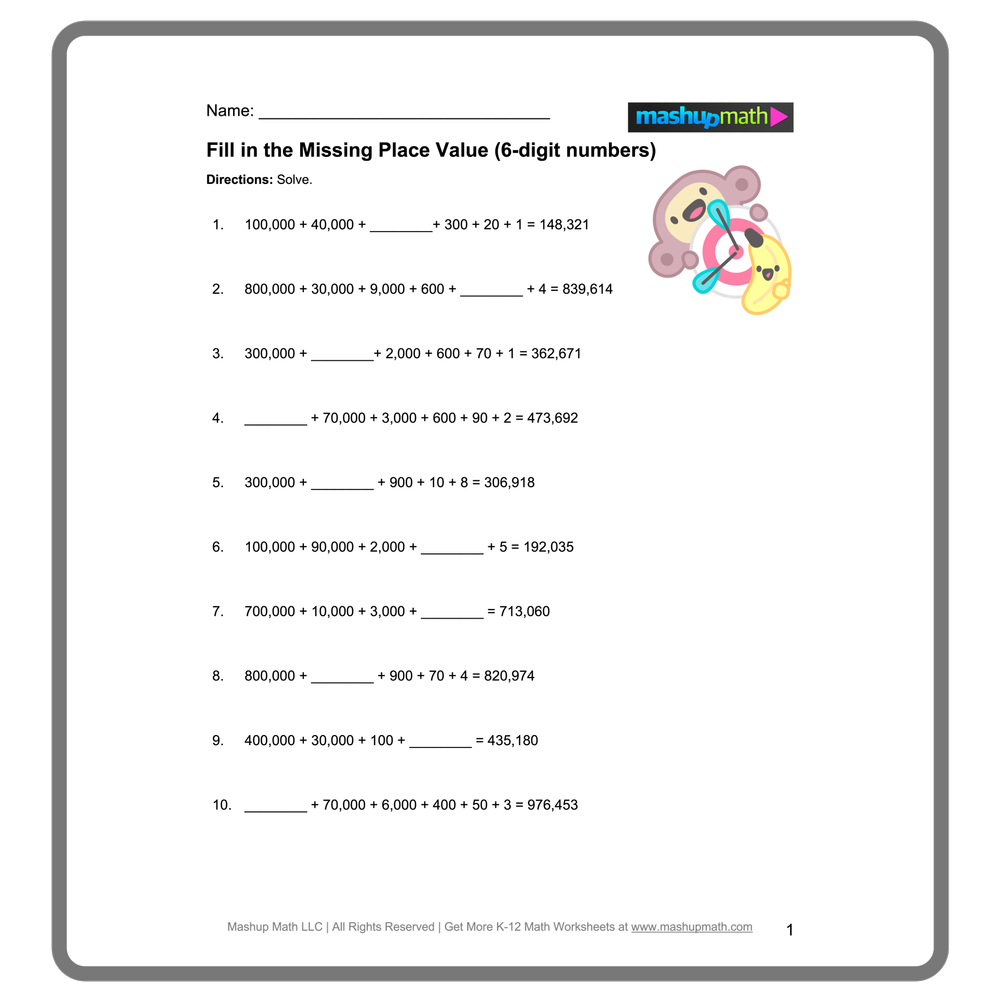 Free Place Value Worksheets—Printable with Answers — Mashup Math