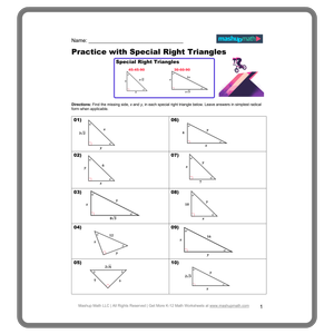 Special Right Triangles Worksheets—Printable — Mashup Math
