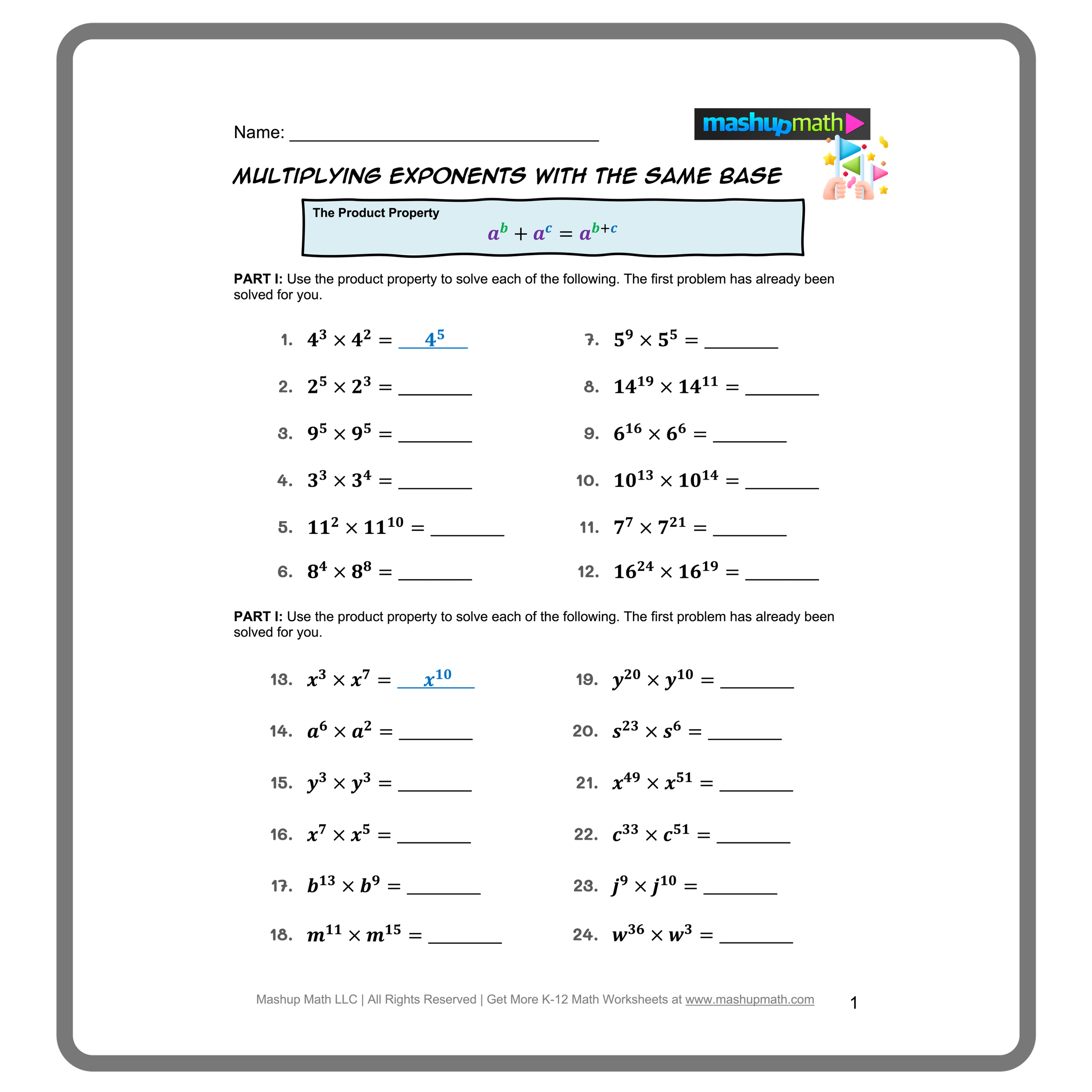 Free Exponent Rules Worksheets—Printable with Answers — Mashup Math