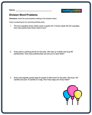 Division Word Problems—Free Worksheets for Grades 3-5 — Mashup Math