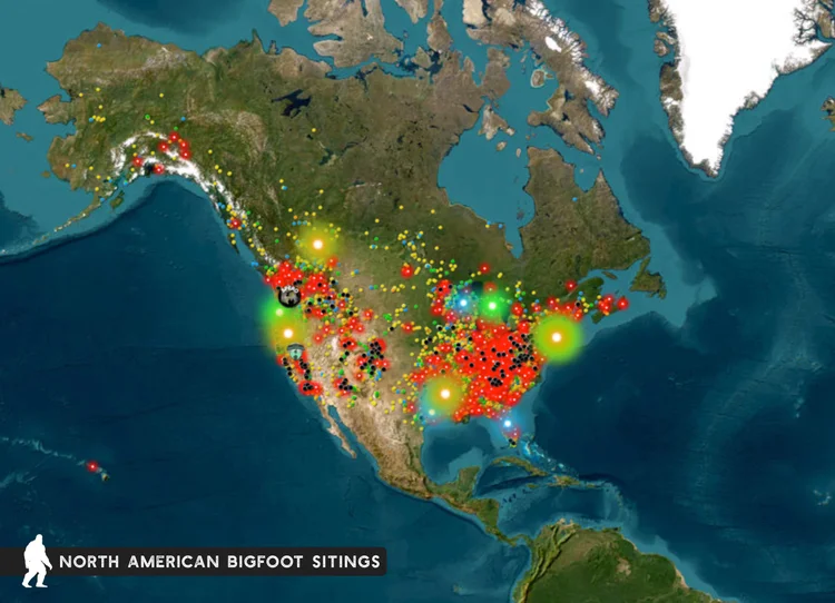 Bigfoot Sightings Map —Decoding Bigfoot's Trail Using Data — Mashup Math