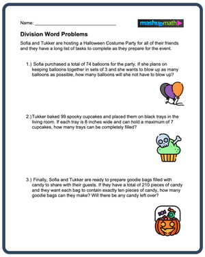 Division Word Problems—Free Worksheets for Grades 3-5 — Mashup Math