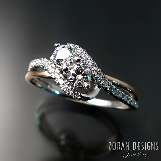 Two Stone Diamond Engagement Ring — Zoran Designs Hamilton