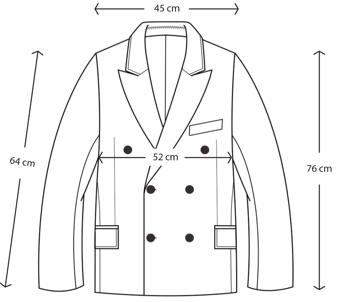 Size Guide Double Breasted Blazer — ERNEST W. BAKER