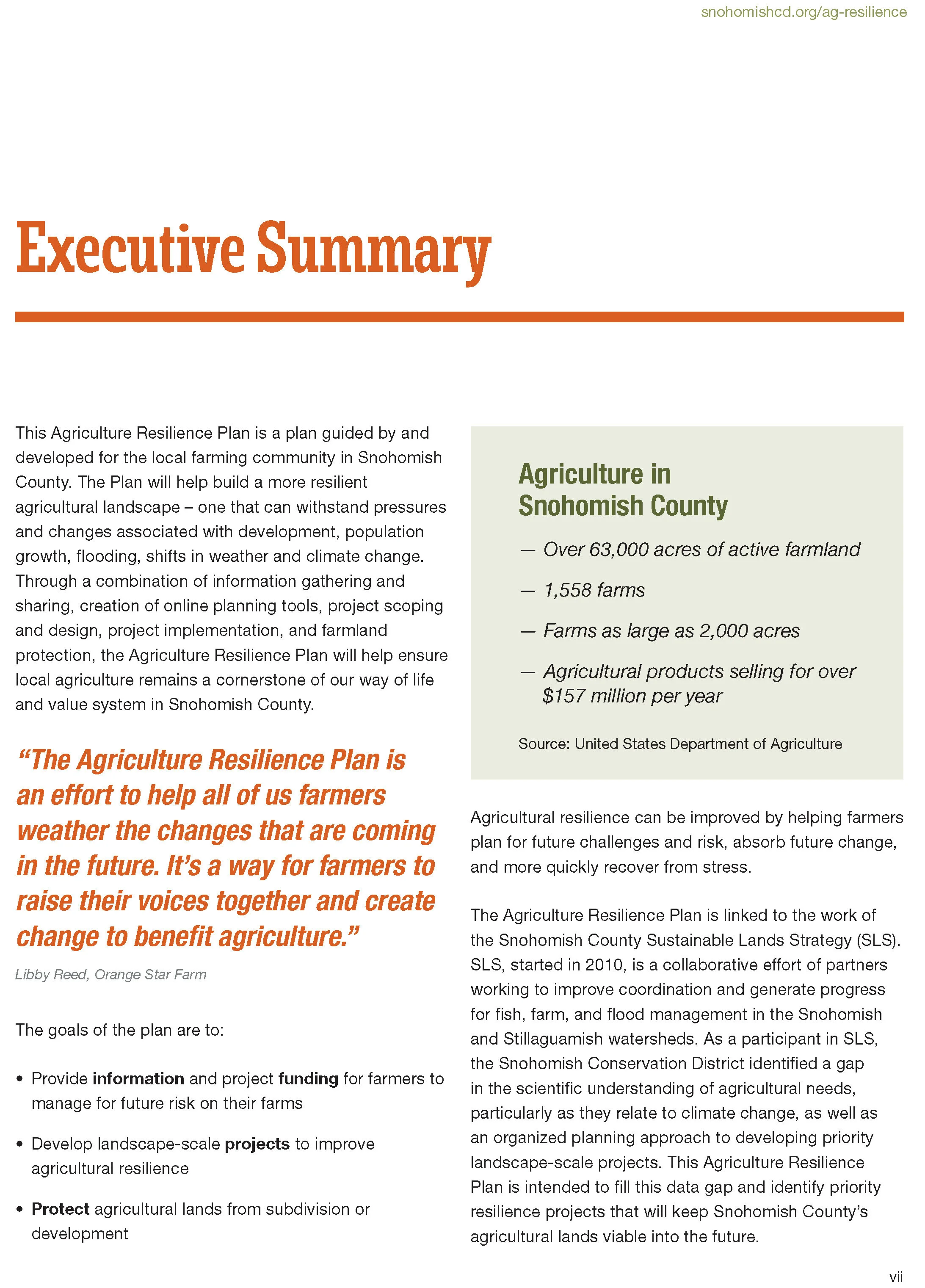 Executive Summary Snohomish Conservation District