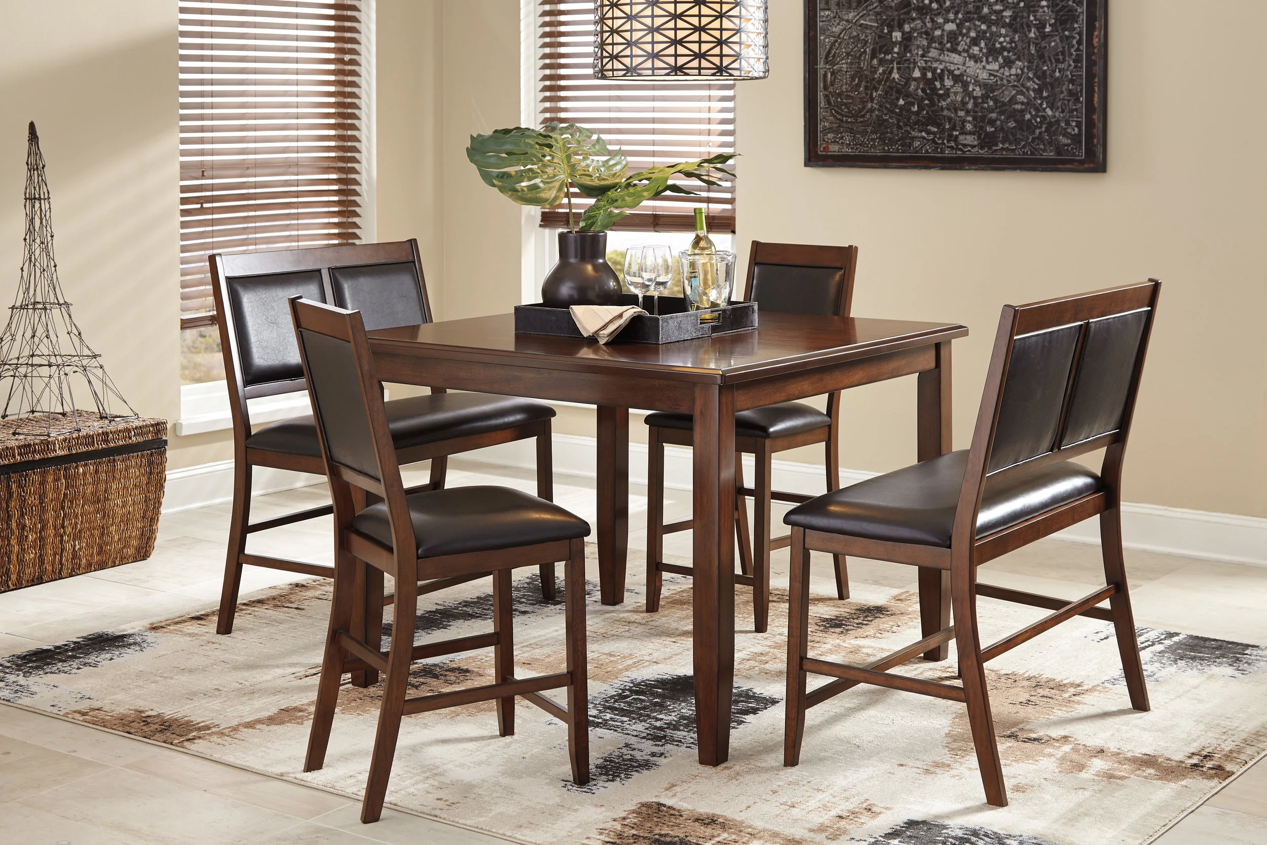 BENNOX 5PC Counter Table Set D384-223 — HOTEL TO HOME