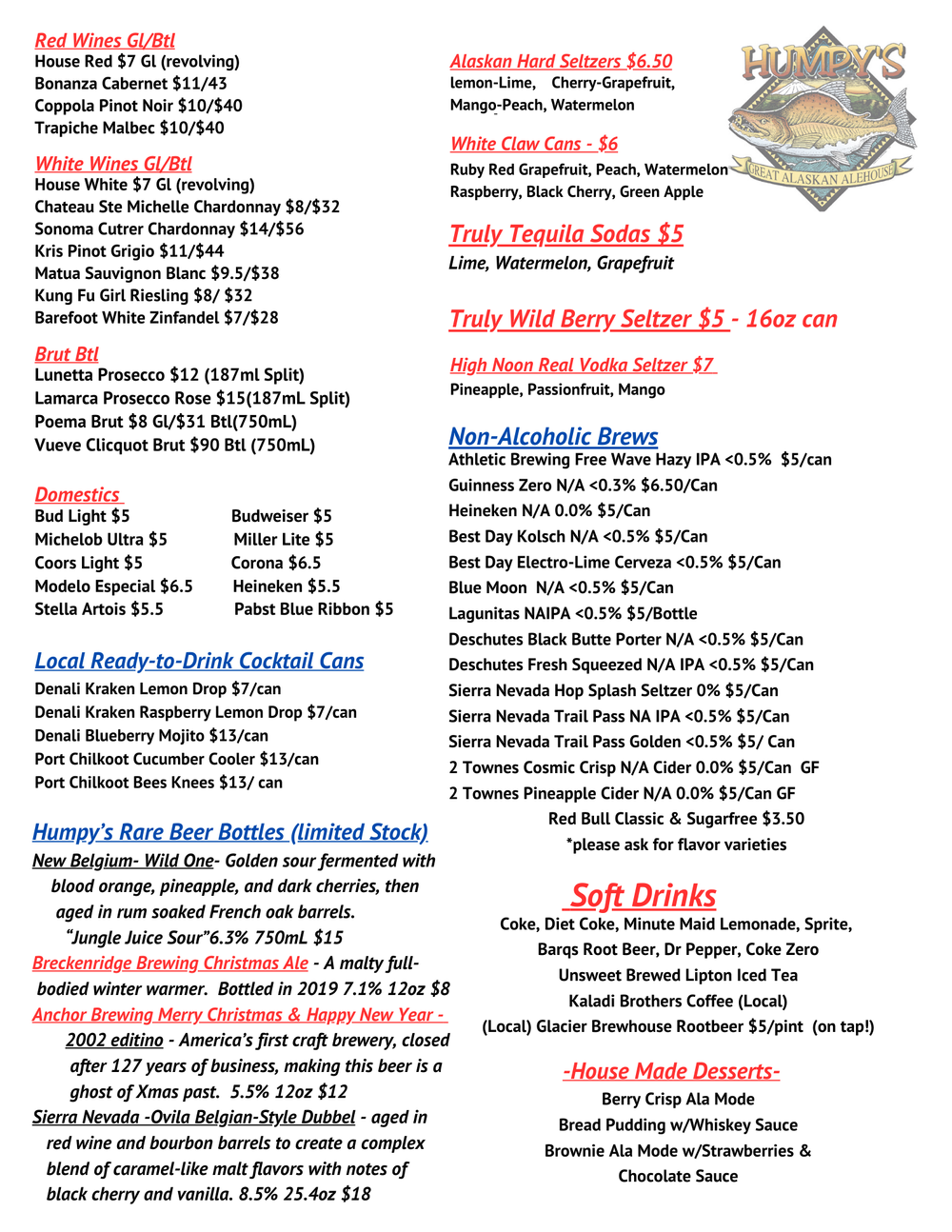 Beers — Humpy's Great Alaskan Alehouse