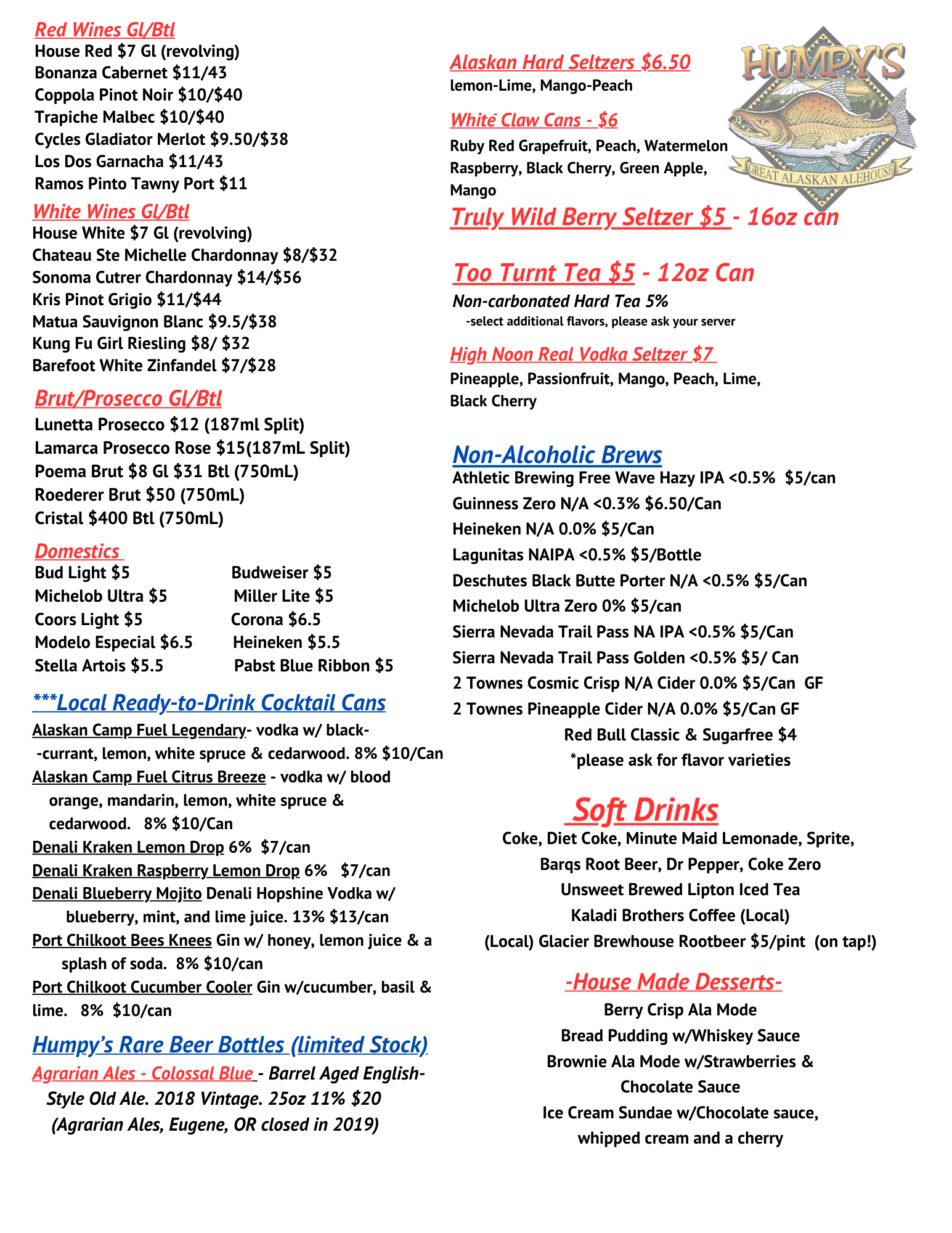 Beers — Humpy's Great Alaskan Alehouse